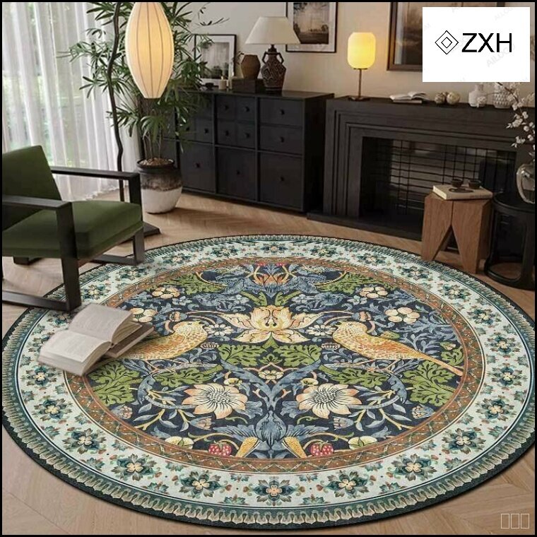 Новый круглый нескользящий ковер с цветами в китайском стиле, 120 см