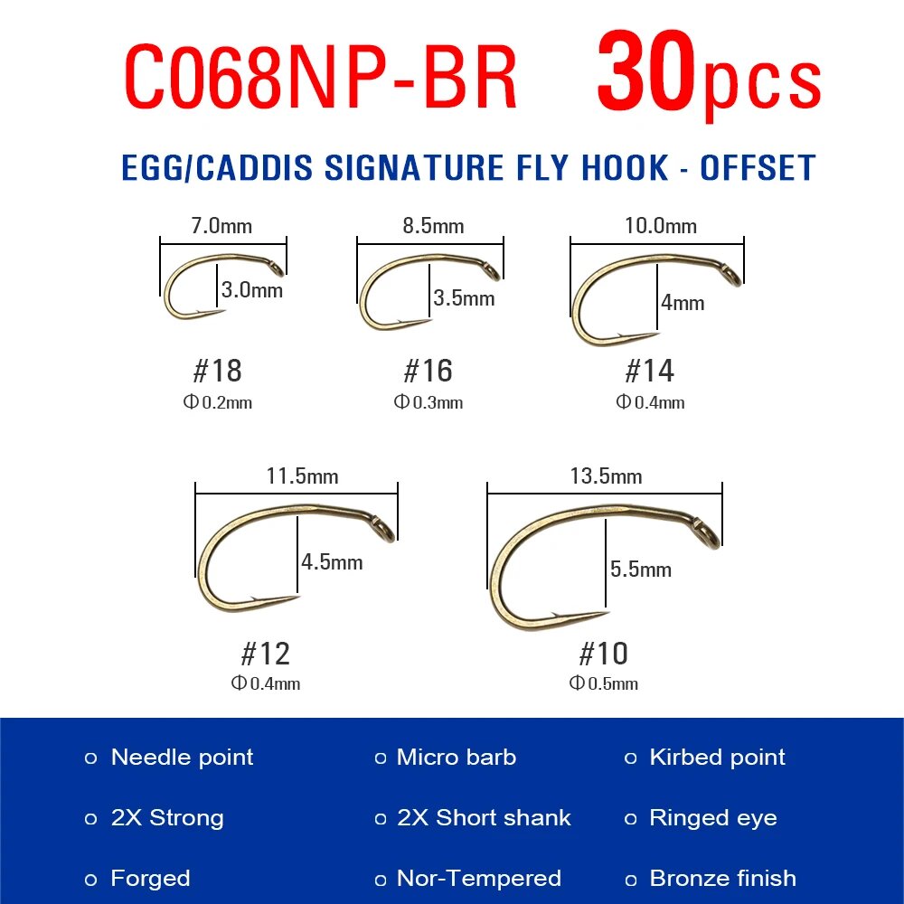 Mustad 30 шт бронзовые крючки для нахлыста 12, CO68NP-BR 30pcs