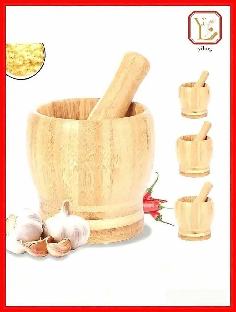 Ступка с пестиком, Бамбук, 9.8 см, 1 шт