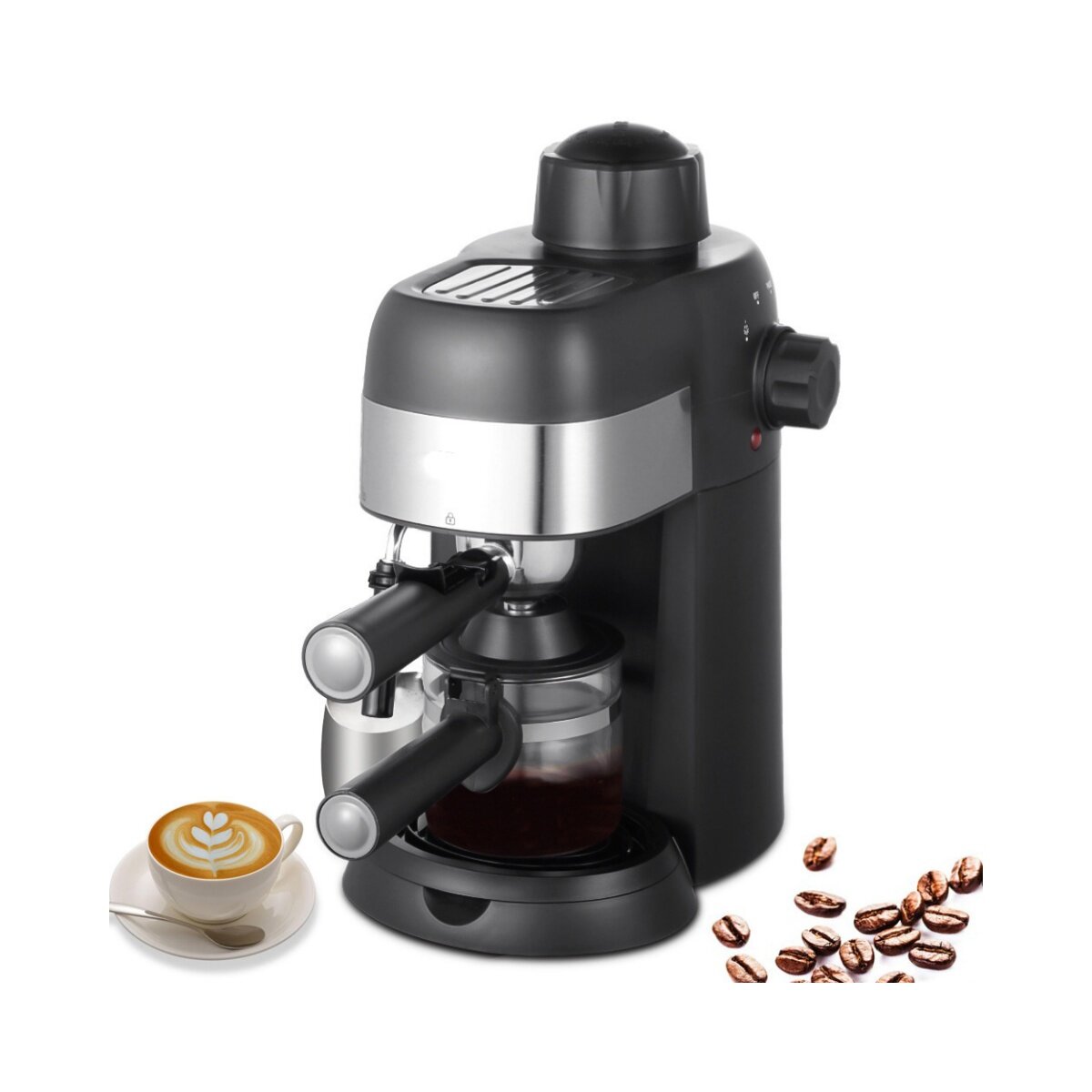 Кофеварка，Бытовая небольшая полуавтоматическая кофемашина，черное，15*24*34CM