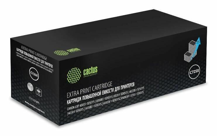 Картридж лазерный CACTUS 725X черный, 3000 страниц, для Canon LBP 6000 6020 6030B i-Sensys (CS-C725X-MPS)
