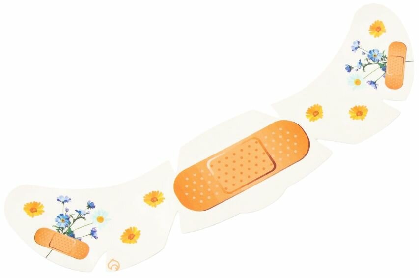 Переводная тату на лицо цветная "Веснушки. Сухоцветы и лейкопластырь", 16х5 см, маленькие временные татуировки на тело