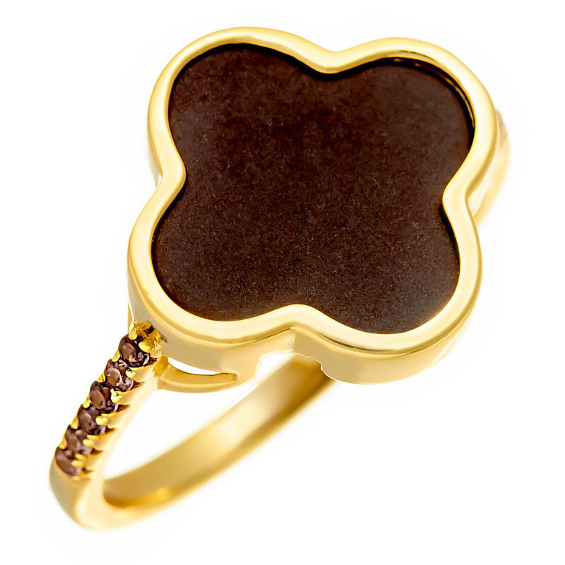 Кольцо, серебро, 925 проба, фианит, керамика