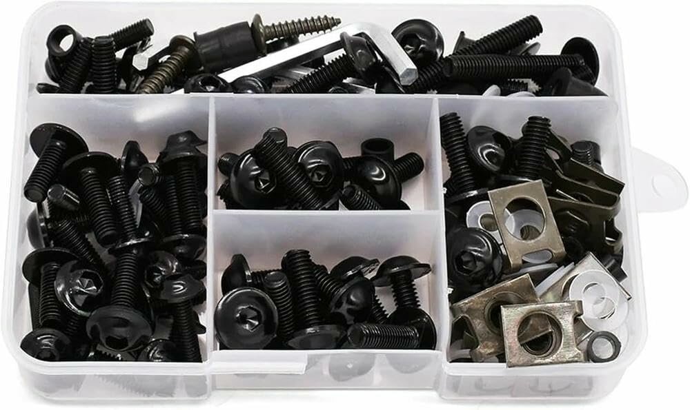Болты обтекателя мотоцикла, болты лобового стекла, набор винтов, винтовые зажимы, гайки для болтов, 177 штук, подходят д