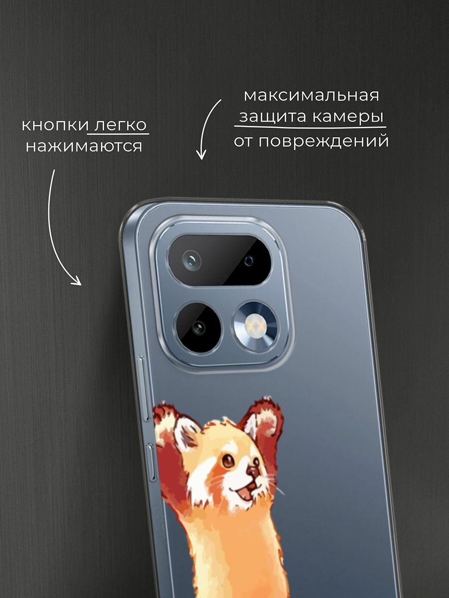 Чехол на Realme 16 Pro / Реалме 16 Про с принтом Красная панда в полный рост, прозрачный — фото 1