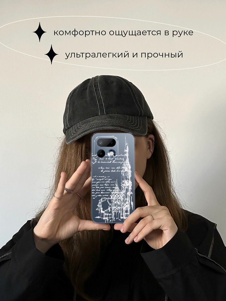 Чехол на Realme 16 Pro / Реалме 16 Про с принтом Рукописная готика, прозрачный — фото 1