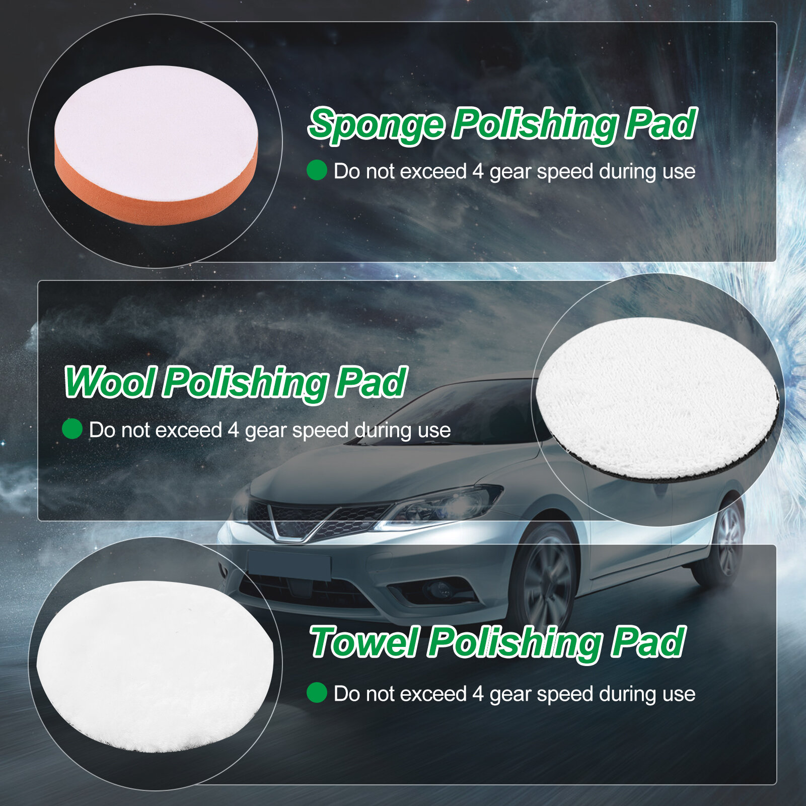 Полировальная машинка 950W 6in орбитальная с набором подушек US