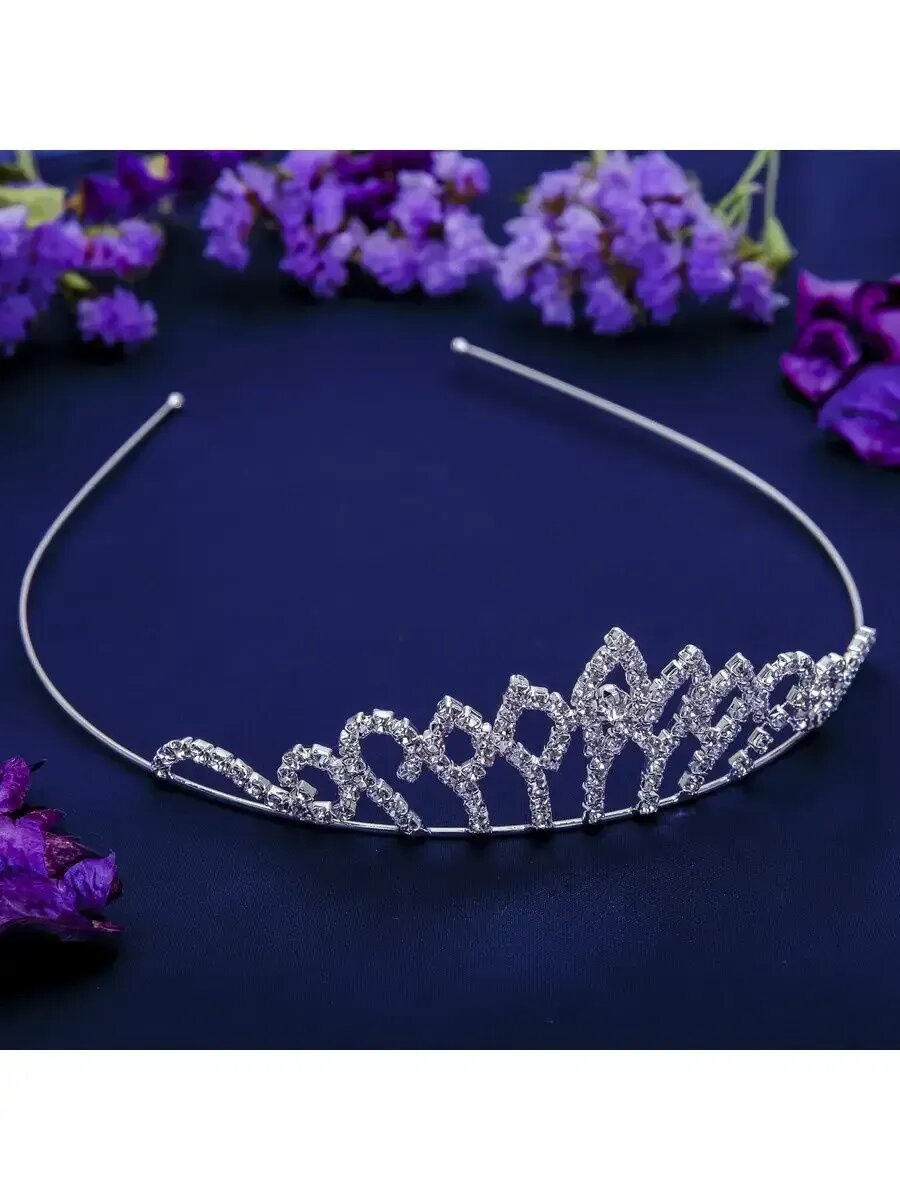 Диадема для волос "Россыпь" высота 3 см капельки