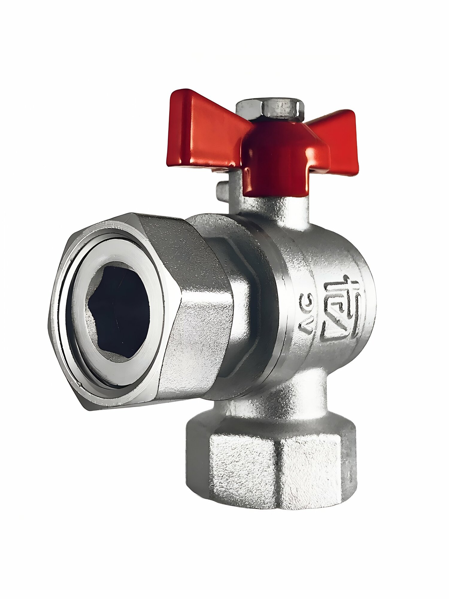 Кран для бытовых приборов STI 3/4 дюйма угловой латунный с накидной гайкой г-г хром для стиральной и посудомоечной машин