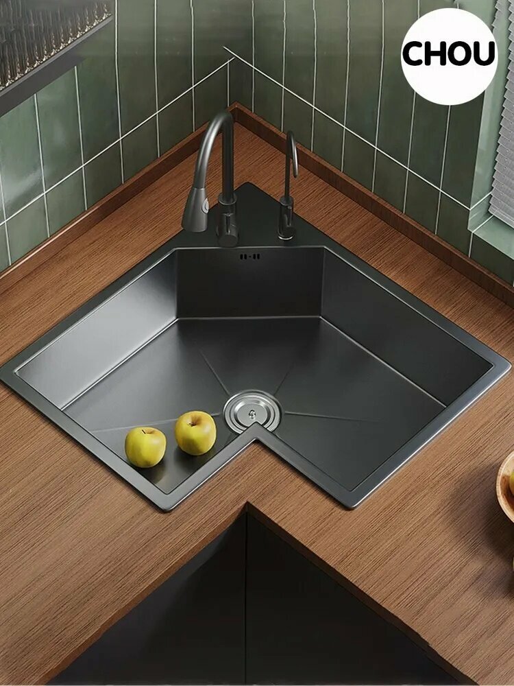 Мойка для кухни Врезная раковина для кухни из нержавейки , Умывальник угловой