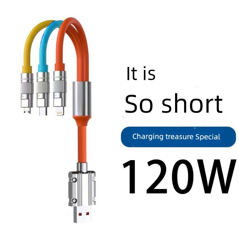 Кабель USB-C 3 в 1 с быстрой зарядкой 120 Вт для iPhone 14, Huawei, совместимый с устройствами Apple, длина 1.2 м,