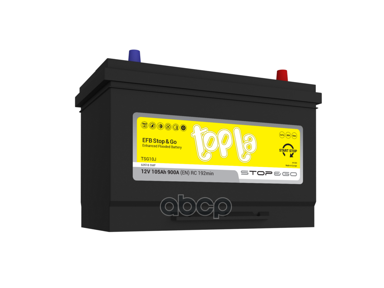 Аккумулятор TOPLA EFB Stop&Go 105 А/ч обратный R+ 306x173x221 D31 EN 900 А Topla арт. 1031503