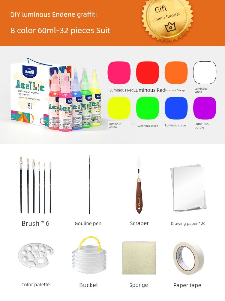 Акриловая краска Baofeifan, 60 мл, водостойкая и не выцветает, 12 цветов, безопасна для детей детского сада, для