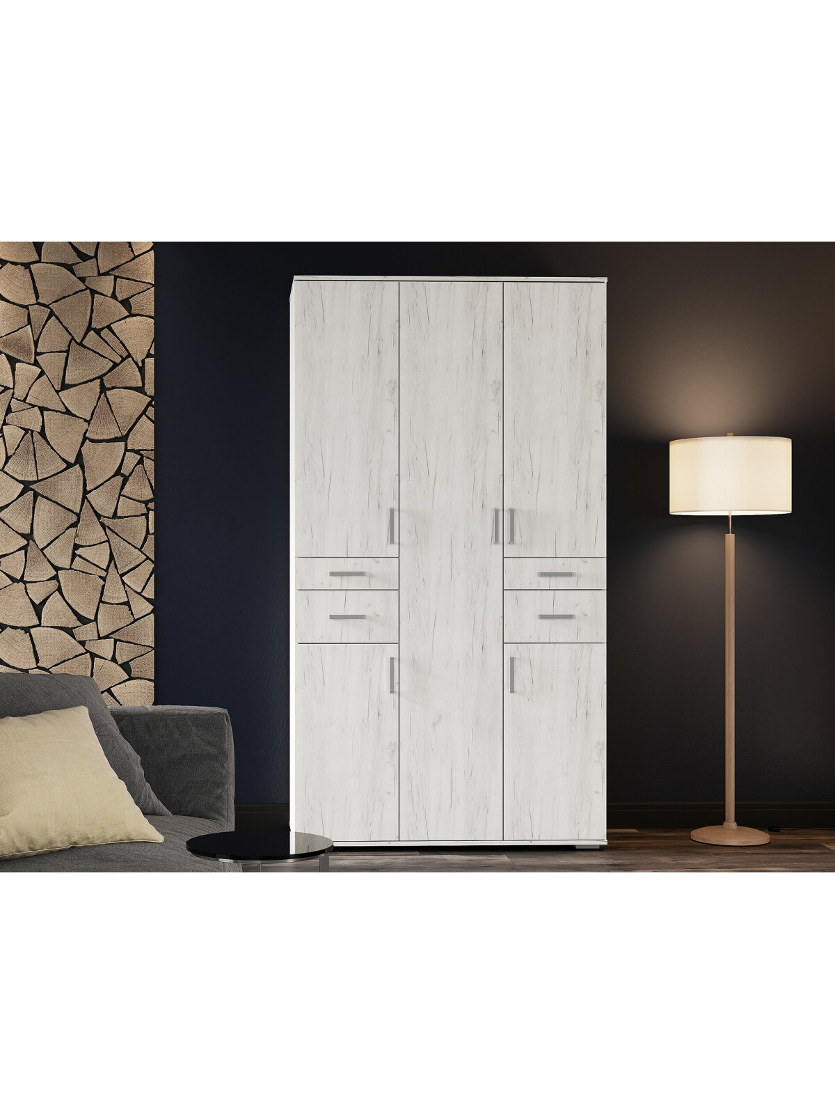 Шкаф "Нельсон-2" крафт белый Huge Mebel. Ширина 1200 Высота 2200. Шкафы распашные