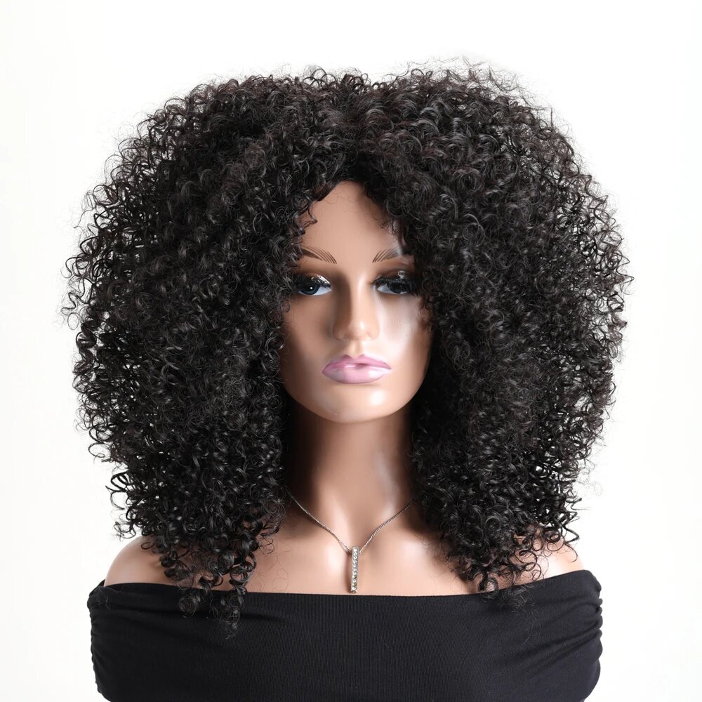 Парик афро-каре 16" черного цвета WIG-T018A