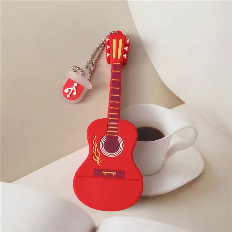 Трансграничная ПВХ-флешка с мультяшным дизайном, 64 ГБ, в виде гитары, маленького пианино, музыкального инструмента, персонализированная флешка в виде милой куклы, большая емкость 128 ГБ.