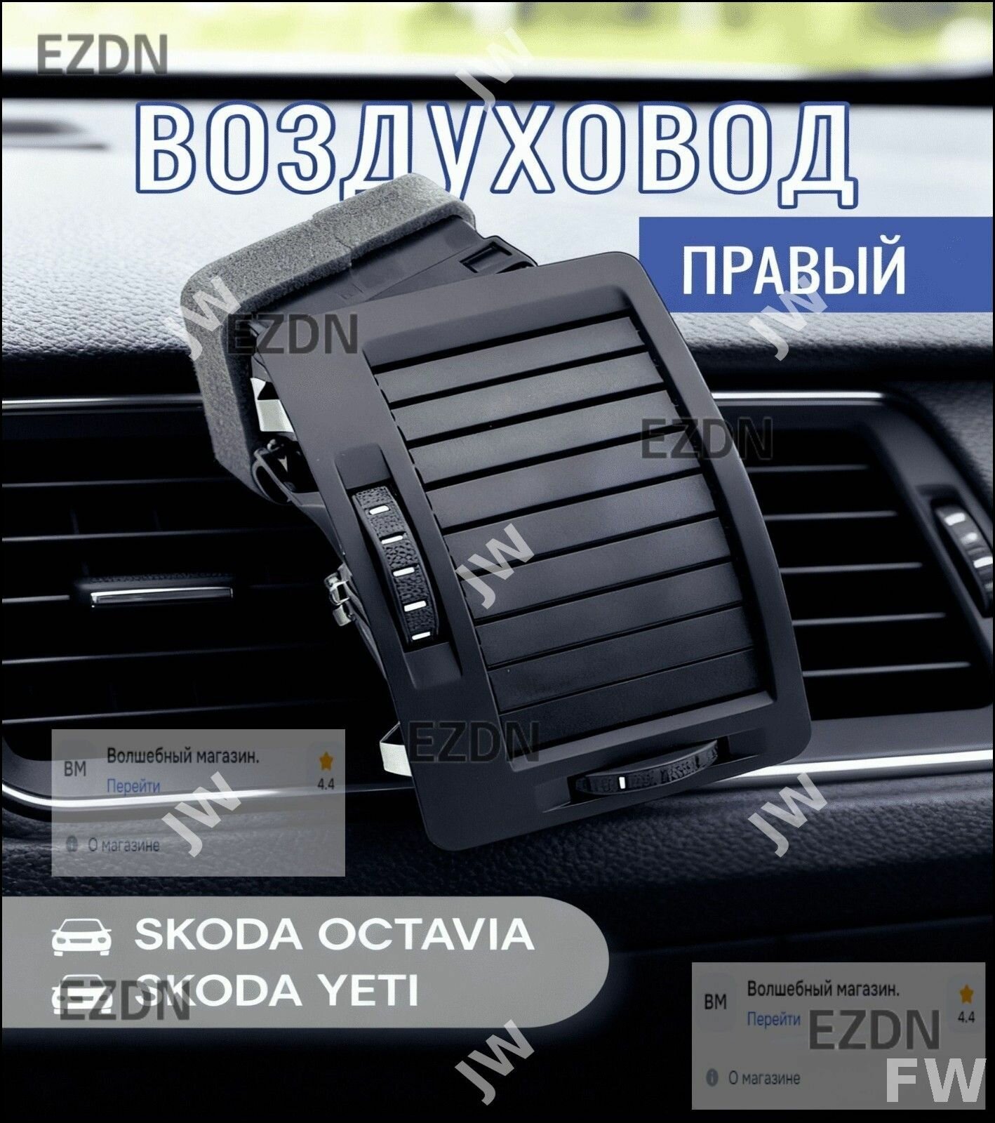 Воздуховод автомобиля оснащен эксклюзивным дефлектором