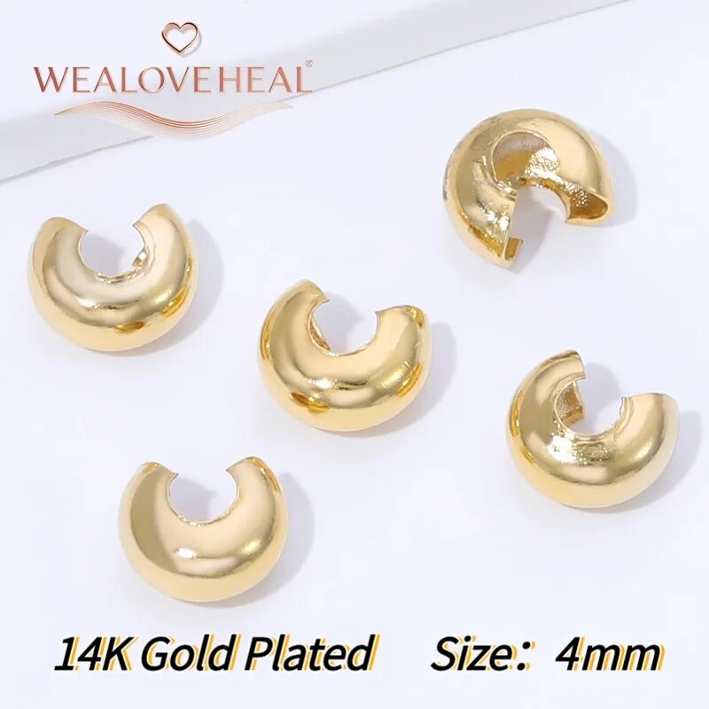 Кримпы для бижутерии WEALOVEHEAL золотые латунные 3 4 5 мм 50 шт