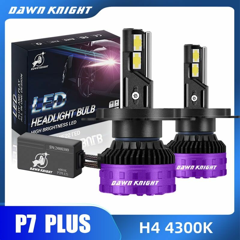 DawnKnight Лампа автомобильная H4, 4300 шт. арт. P7-PLUS-H4-4300K