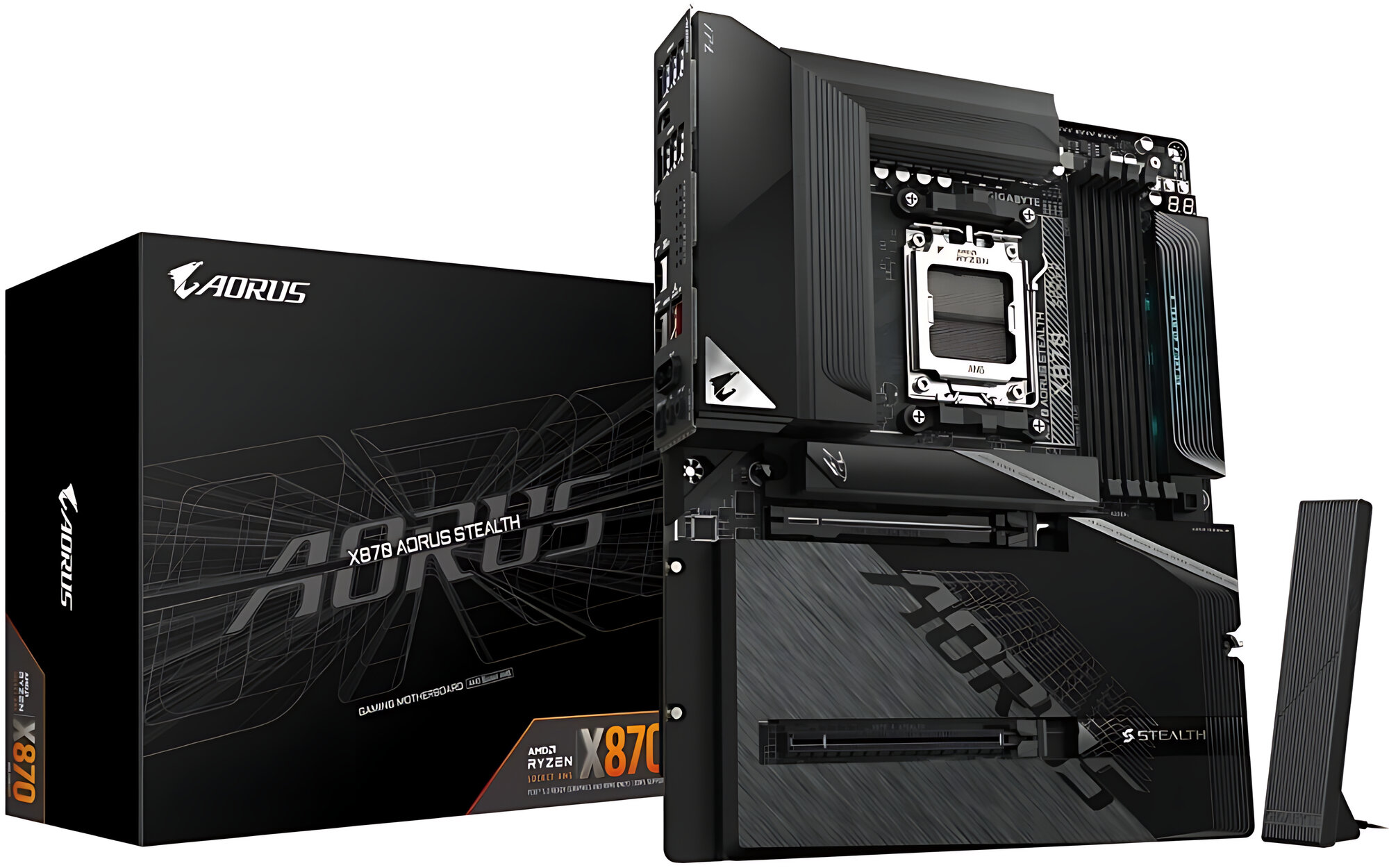 Материнская плата GIGABYTE X870 AORUS STEALTH (AM5/AMD X870/4xDDR5/2xPCI-Ex16/4xM.2/SB/Wi-Fi /BT/GLAN/HDMI/ATX)