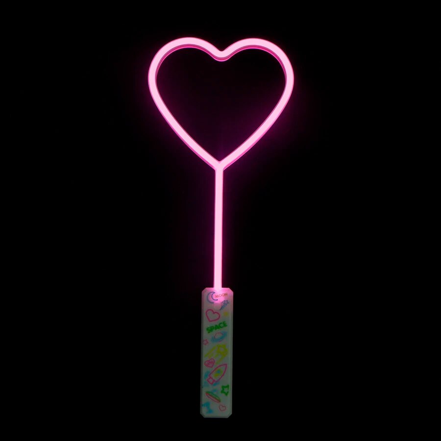 Неоновая палочка-сердце Pink Heart, розовый свет