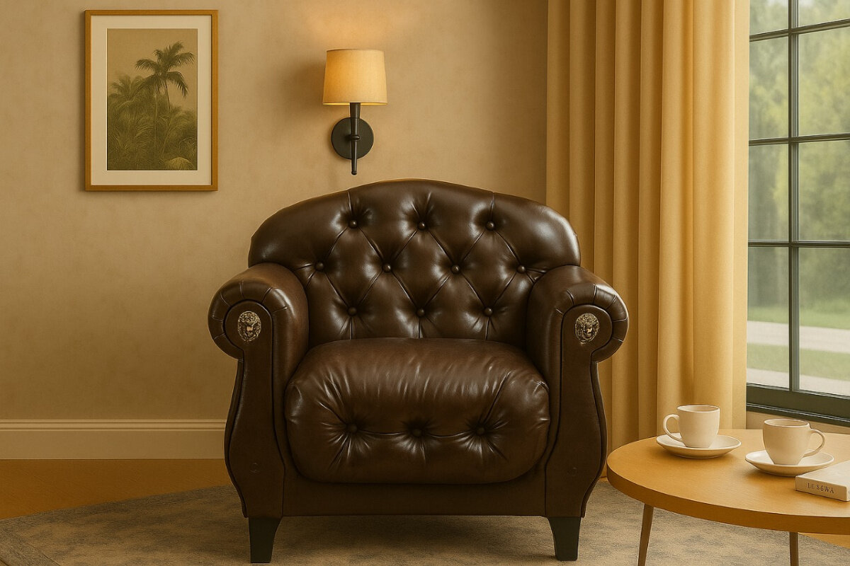 Кресло Честерфилд, Базовые ткани, Velutto Soft цвет Коричневый, 6 кг