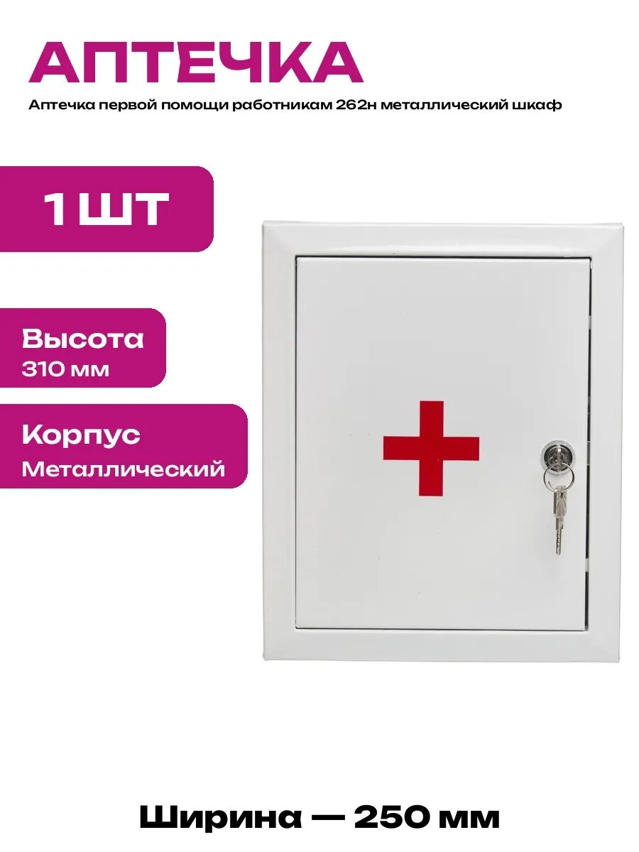 Аптечка медицинская офисная в металлическом шкафу с замком