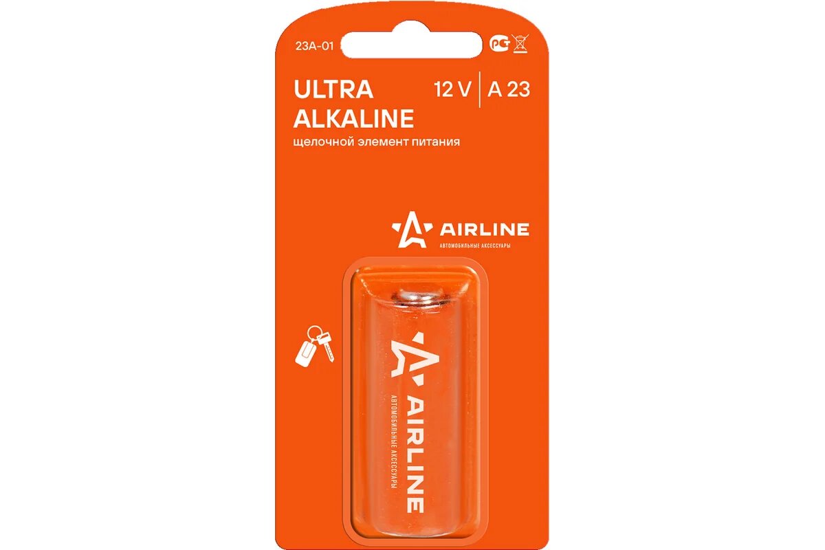 Батарейка Airline A23 12V щелочная алкалиновая для брелоков и сигнализаций в блистере