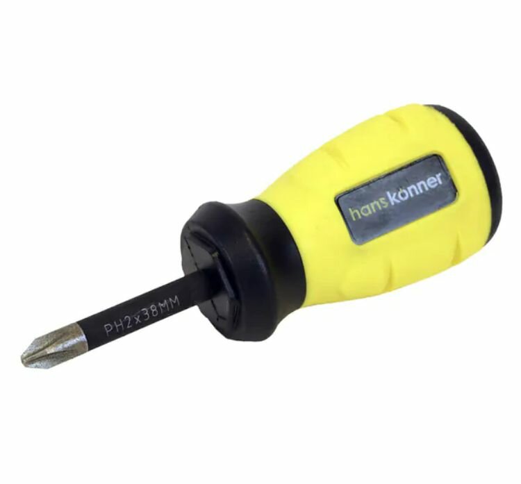 Отвёртка крестовая Hanskonner 2x38 алмазн. Наконеч, твердость 59 HRC, S2, HK1040-16-PH2-38