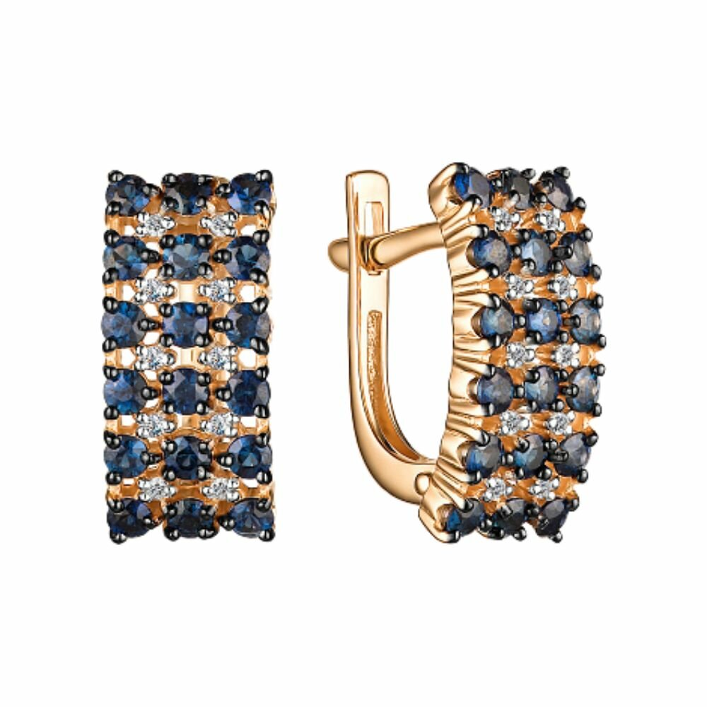 Серьги золото, 585 проба, сапфир