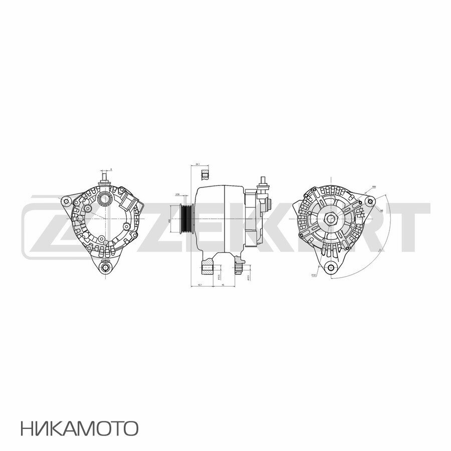 ZEKKERT GE-1006 Генератор Hyundai Santa Fe 01- Sonata IV 98- Coupe II 02- XG 98- Trajet 00-