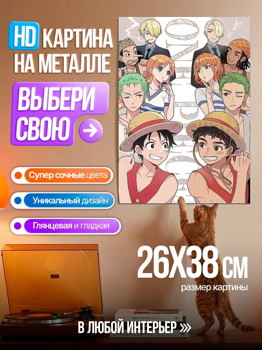 Картина на HD металле Ван Пис команда