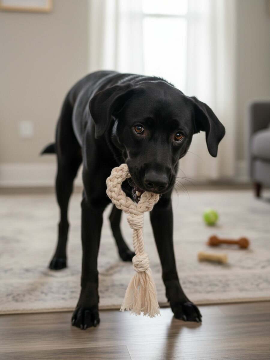 Игрушка для собак канат плетёный лассо Japan Premium Pet с петлей для чистки молочных зубов, размер s