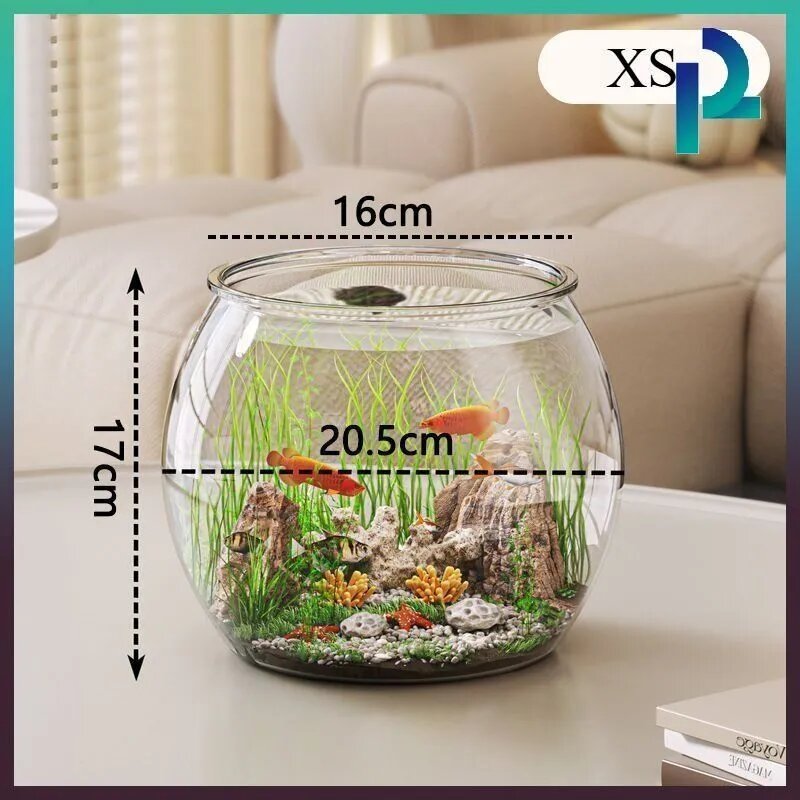 Маленький круглый аквариум из пластика, небьющийся, для дома, для рыбок и растений, 4л