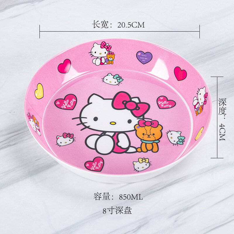 Столовая тарелка для семейного обеда Hello Kitty, милая миска, мультяшный детский набор посуды, миска для риса, тарелка для овощей.