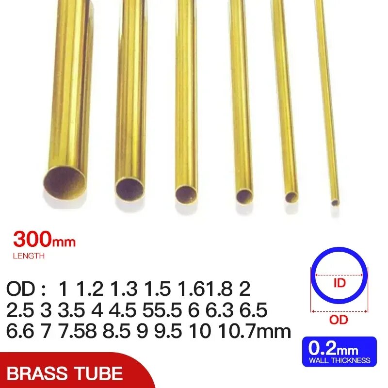 Латунная труба OD 1.5 x ID 1.1mm, 15 шт.