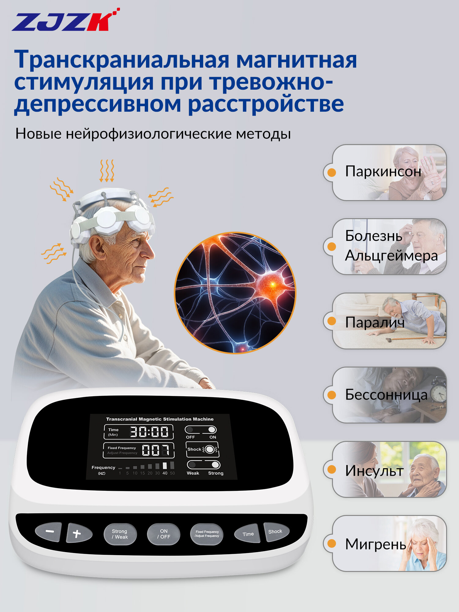 ZJZK Транскраниальная магнитная стимуляция (ТМС) для лечения депрессии и тревожности