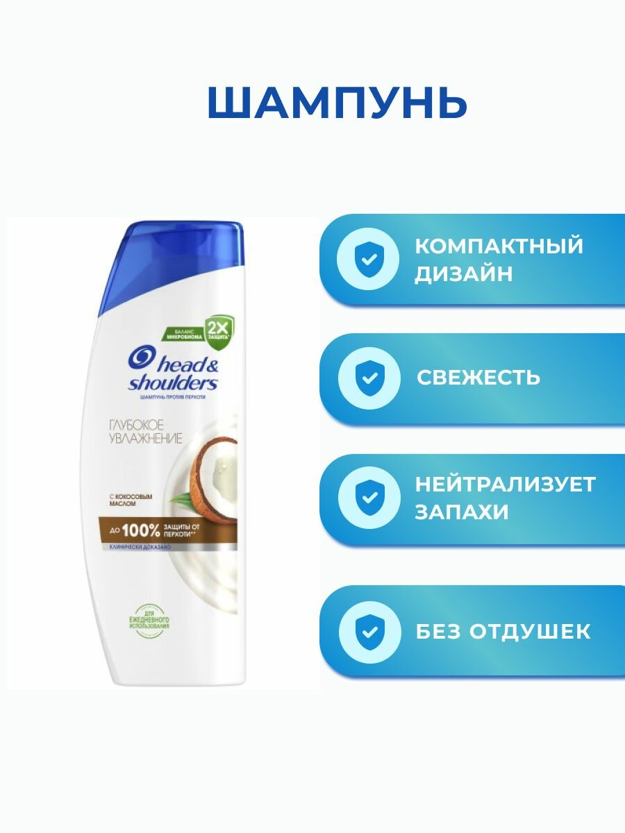 Шампунь для волос Глубокое увлажнение, с кокосовым маслом, 360 мл