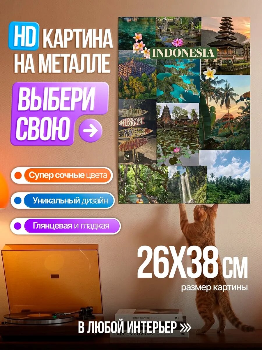 Картина на HD металле Коллаж Индонезия