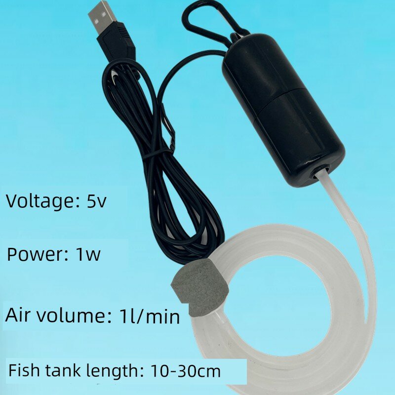 USB кислородный насос 1 Вт белый с маленьким воздушным камнем для аквариума, компактный аэратор для домашних рыб