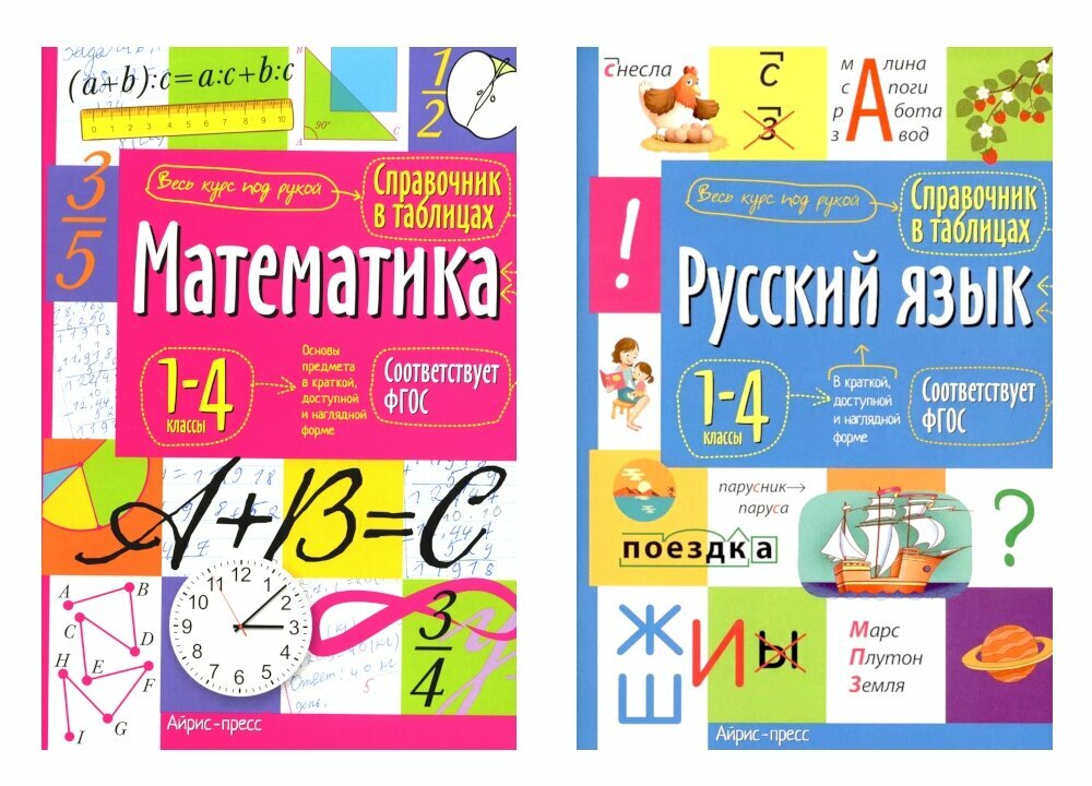 Справочник в таблицах. Математика. Русский язык. 1-4 кл. (комплект из 2-х книг).