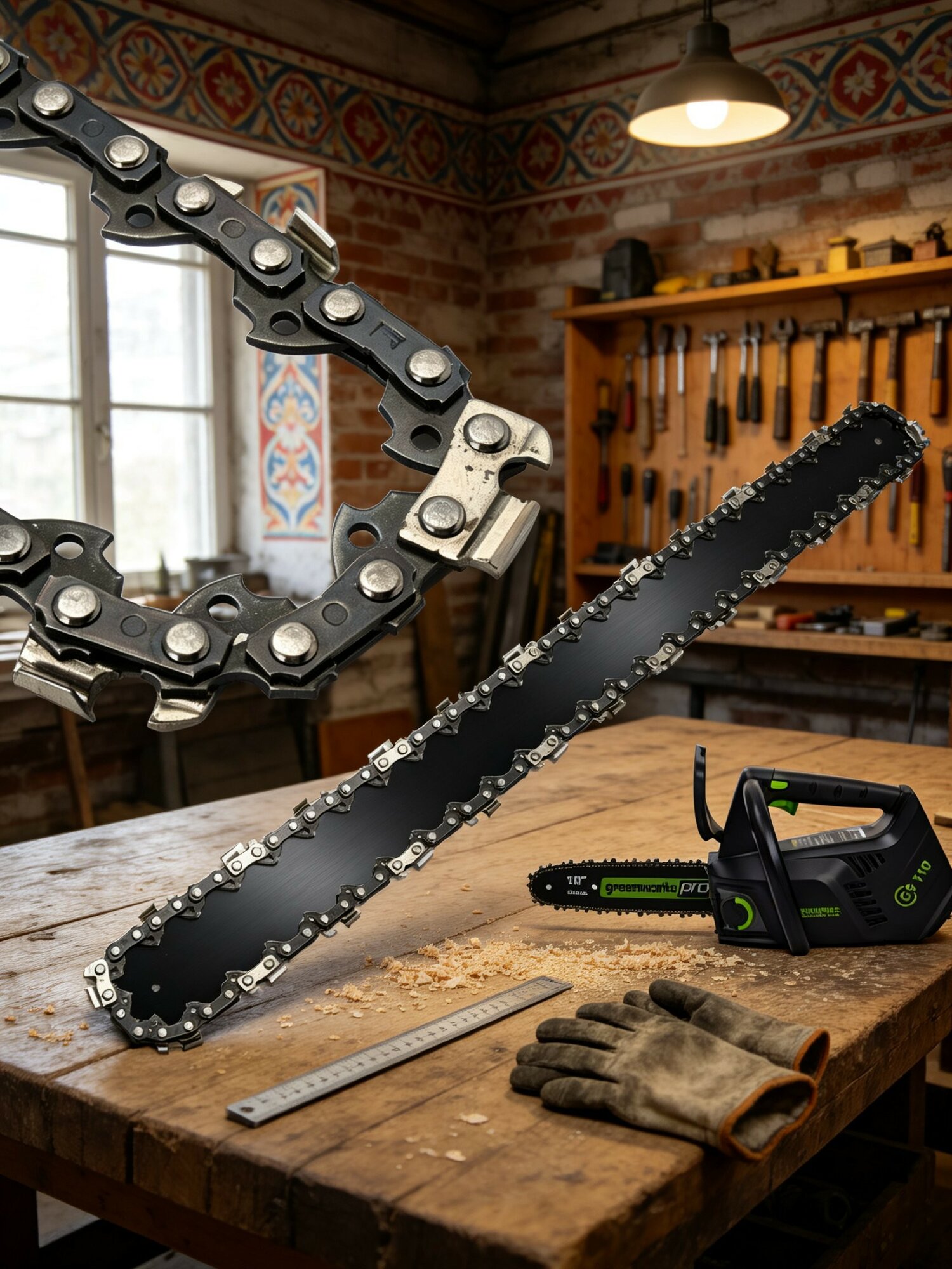 2 шт Greenworks цепь для бензопилы 10 дюймов, шаг низкопрофильный 1/4 дюйма, калибр 0,050 дюйма, 58 приводных звеньев