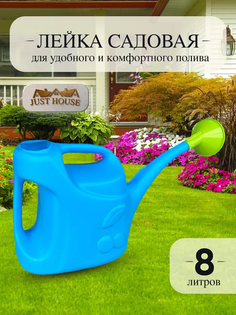 Лейка садовая, 8л, с насадкой и рассеивателем, ABS-пластик, синий