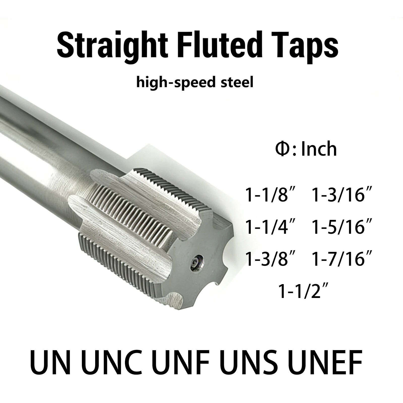 Метчик резьбовой HSS SAE 1-1/8" 1-3/16" 1-1/4" 1-5/16" 1-3/8" 1-7/16" 1-1/2" 1-1I4-7 unc