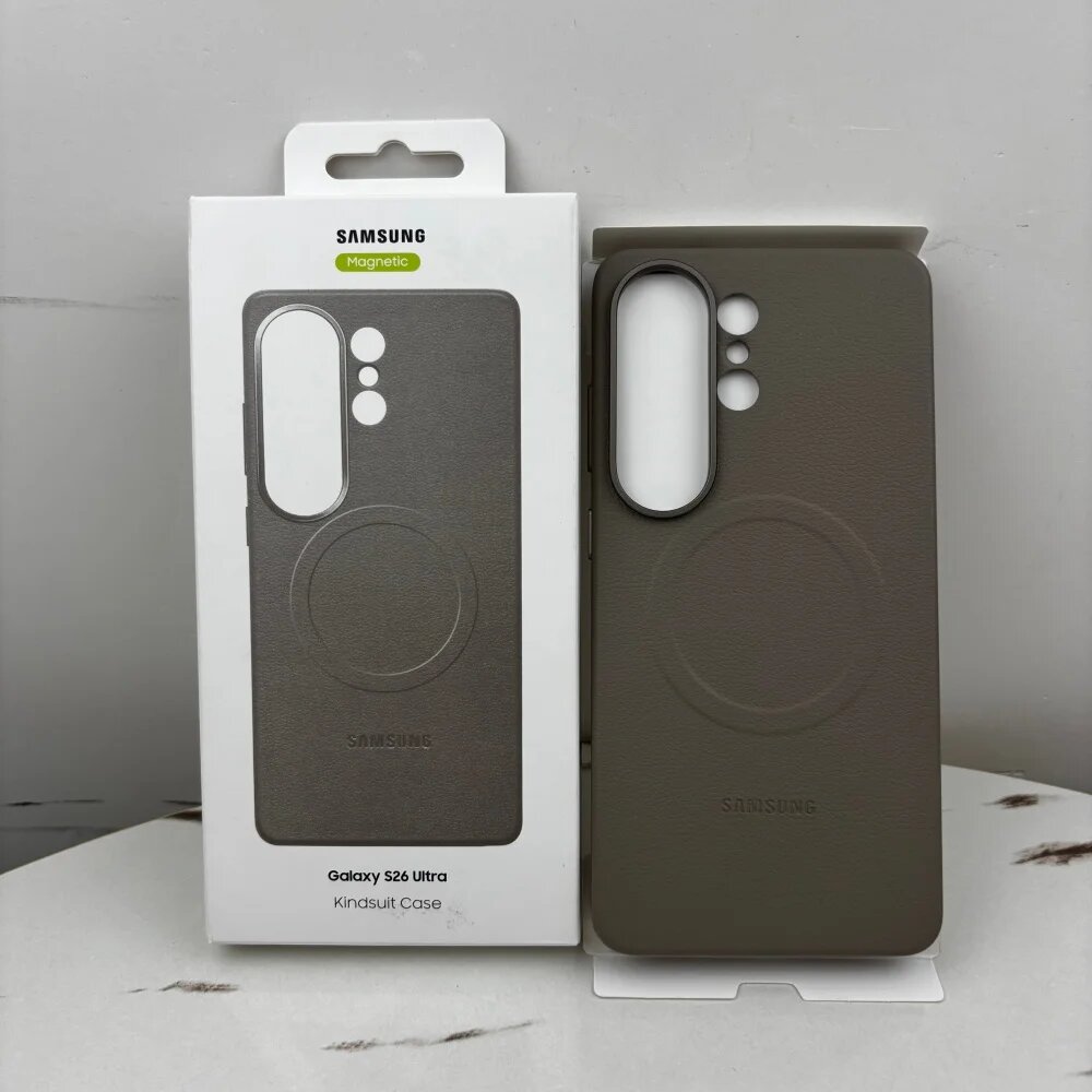 Чехол Samsung Galaxy S26 Plus Dark Grey, кожаный