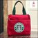 Термосумка красная с логотипом Starbucks, брезент, 26x15x24 см, с верхней ручкой...