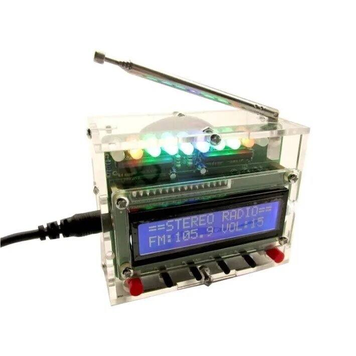 9V KIT Набор для самостоятельной сборки и пайки опытных пользователей "Электронный радиоприемник с корпусом и ЖК экраном" (У)
