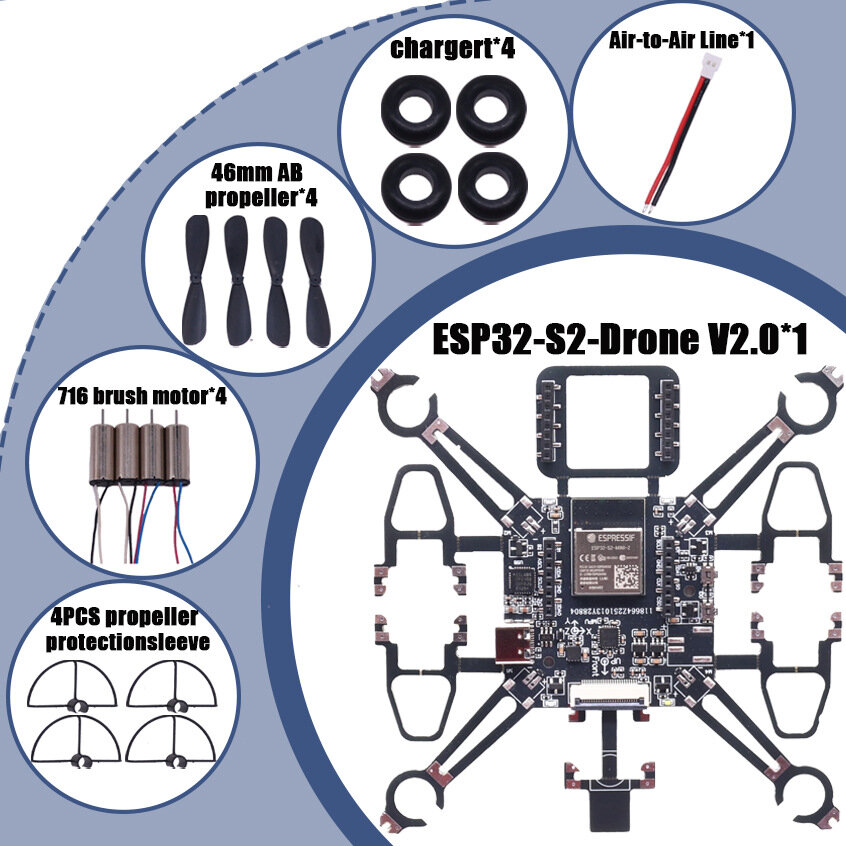 Открытый источник ESP32 S2 четырехконтурный дрон с WiFi пультом управления для FPV гонок и хобби