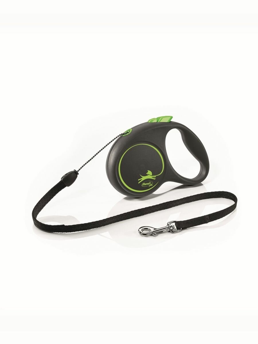 FLEXI Рулетка BLACK DESIGN S трос 5 м до 12 кг, зеленый