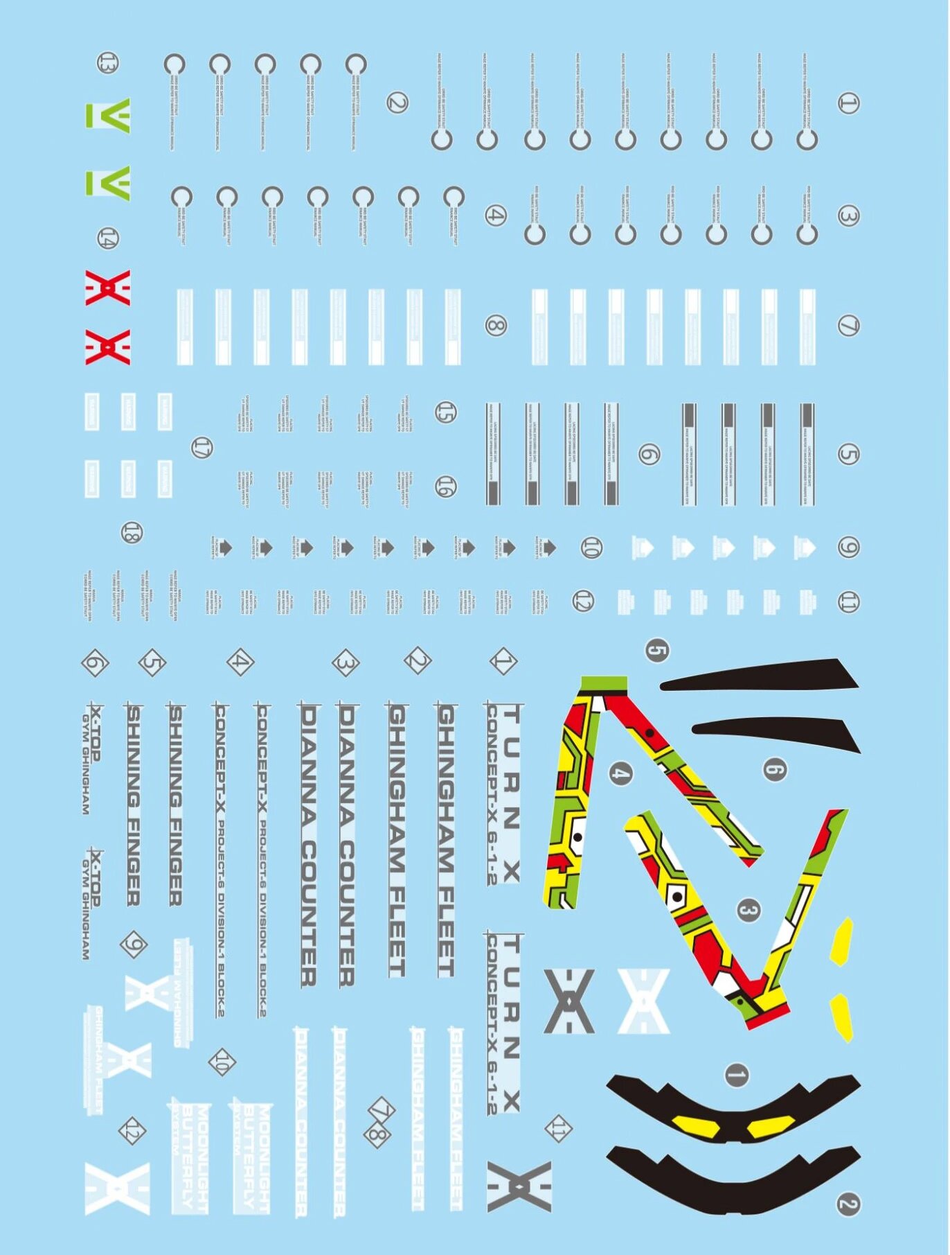 Для MG 1/100 CONCEPT-X 6-1-2 Turn X Master Grade Snow Flame WaterSlide UV светильник-стикер для спортзала в клетку